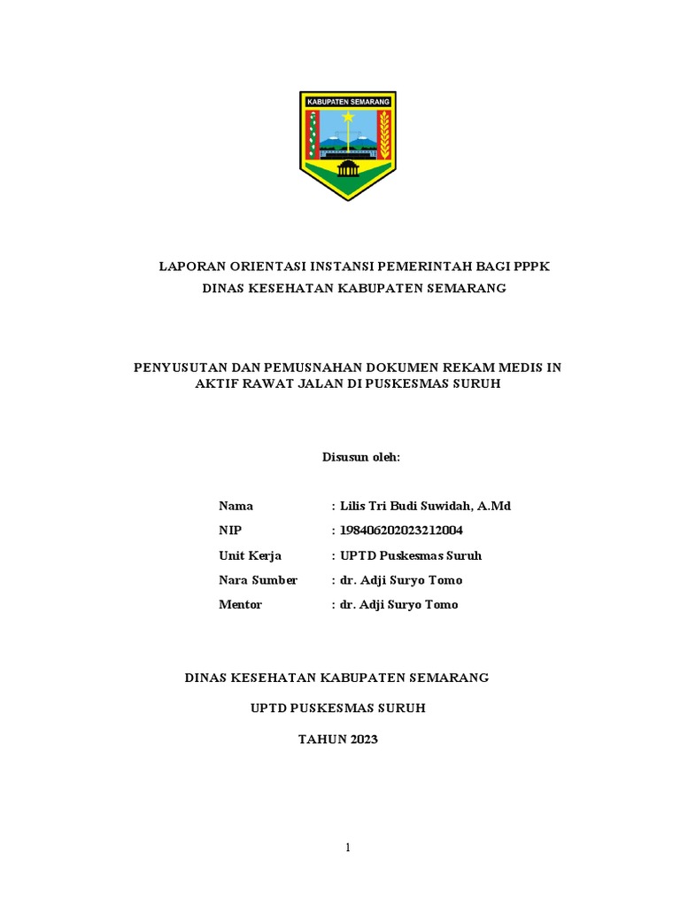 Laporan Orientasi Instansi Pemerintah Bagi PPPK Dinas Kesehatan Kabupaten Semarang | PDF ...