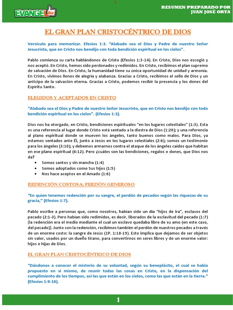 2023-07-08 - Resumen Estudio Biblico - El Gran Plan Cristocentrico de Dios | Descargar gratis ...