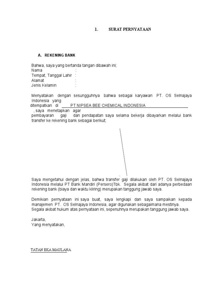 Surat Pernyataan Peralihan Gaji | PDF