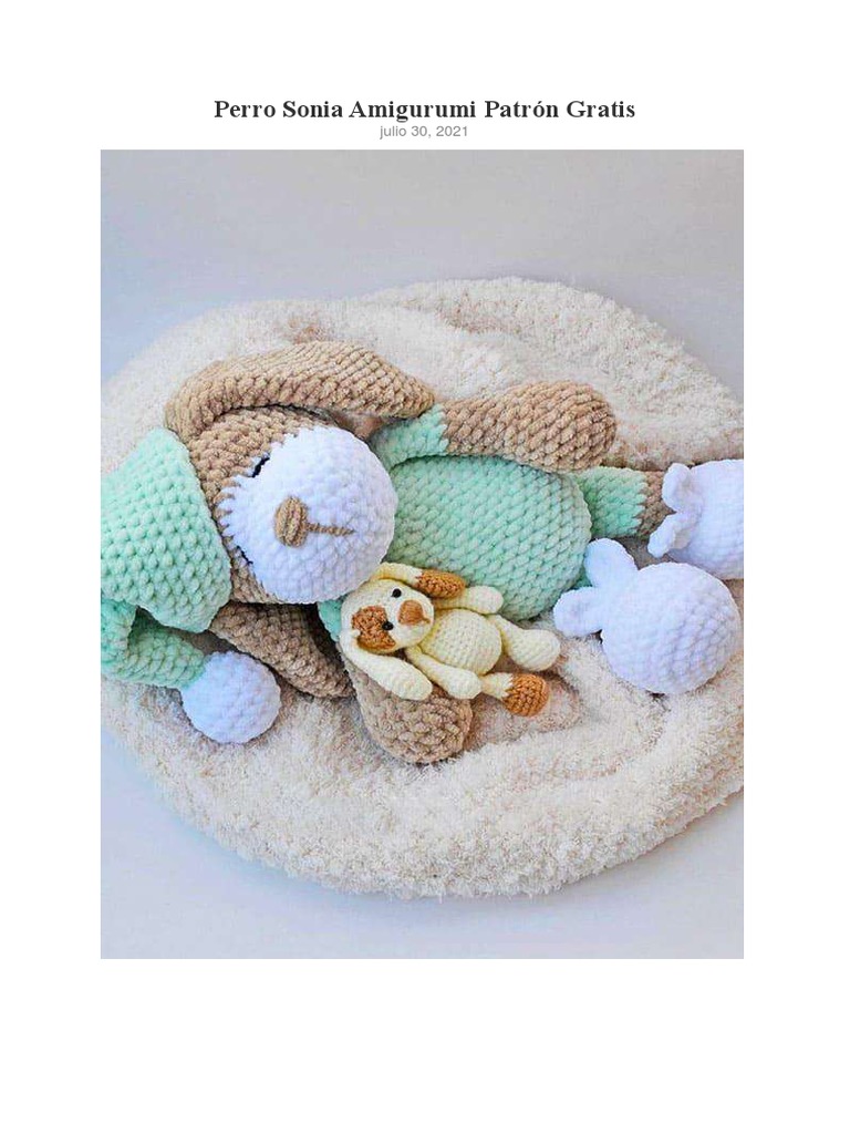 Patrón Amigurumi Perro Sonia Gratis | PDF | Amigurumi | Artesanías