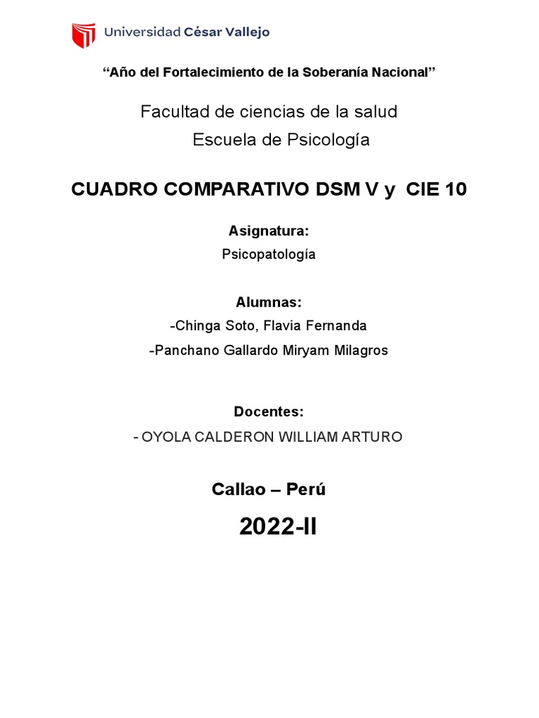 DSM V Cie 10 | PDF | Manual Diagnóstico y Estadístico de los Trastornos Mentales | Trastorno mental