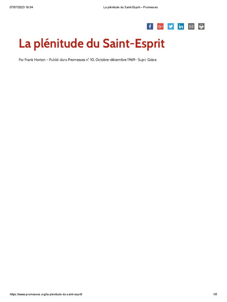 La plénitude du Saint-Esprit expliquée | PDF | Grâce (christianisme ...