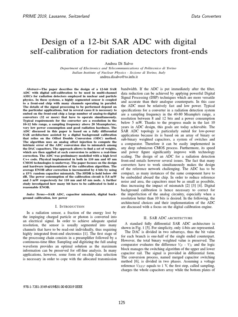 Design of a 12-bit SAR ADC with digital | PDF | Analog To Digital ...
