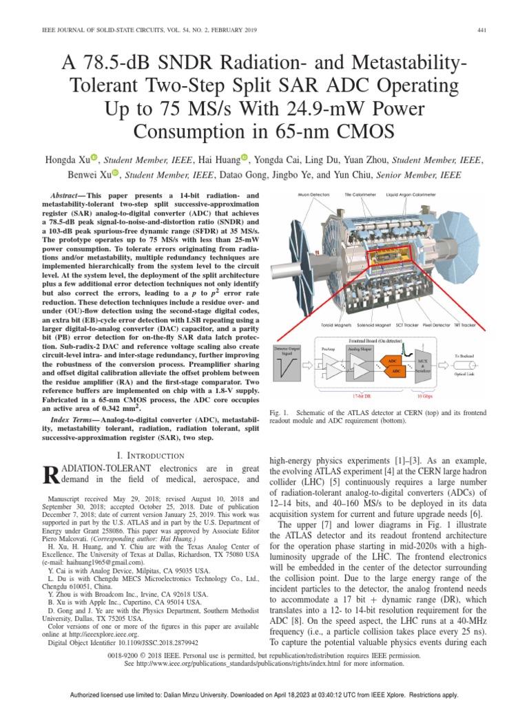 A 78.5-dB SNDR Radiation - and Metastability-Tolerant Two-Step Split ...