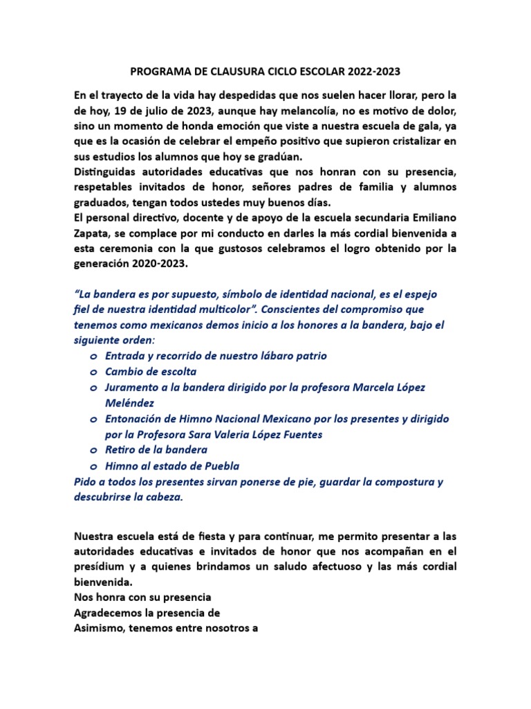 Programa de Clausura 2023 | PDF
