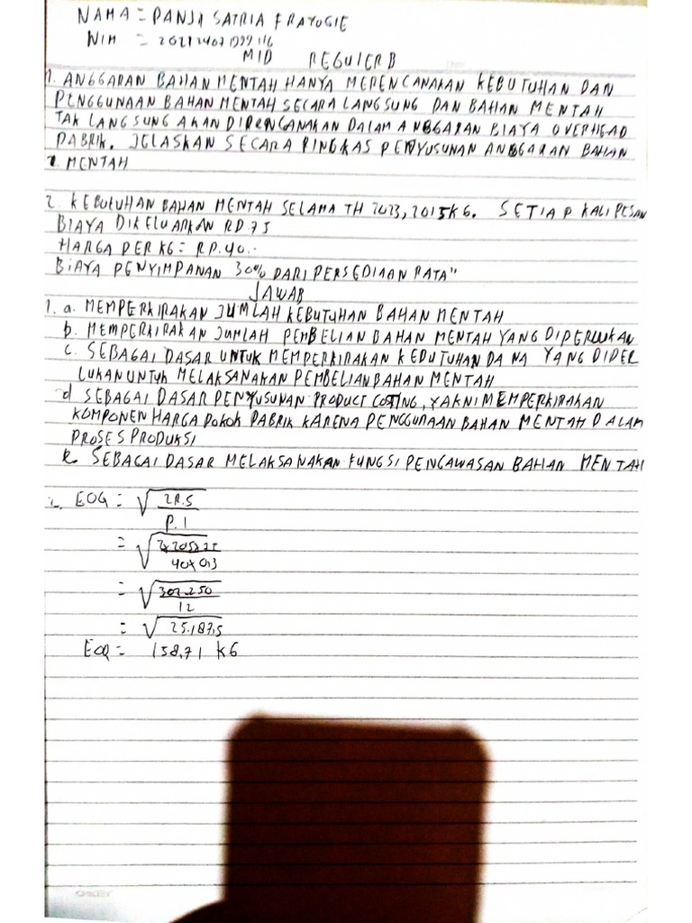 Tugas Penganggaran Perusahaan Panji Satria Frayogie | PDF