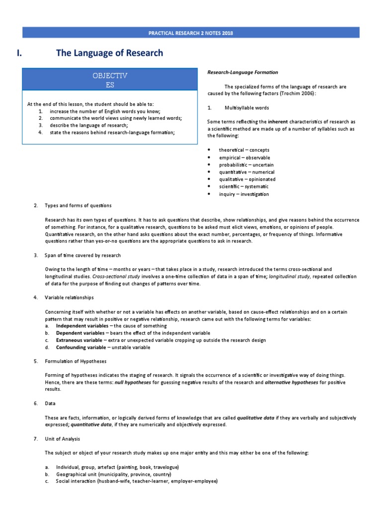 Practical Research 2 Notes 2018 Complete | PDF | Quantitative Research ...
