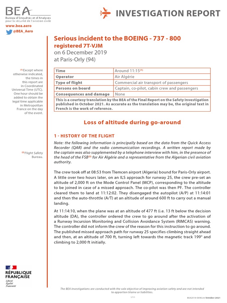 Bea2019-0707.en b737-800 AP Adiru Issues | PDF | Runway | Aviation