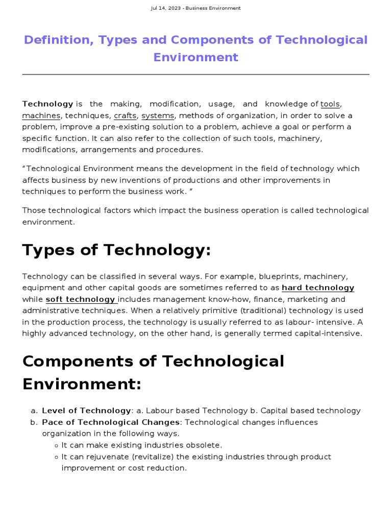 Technological Environment | Download Free PDF | Human Factors And ...