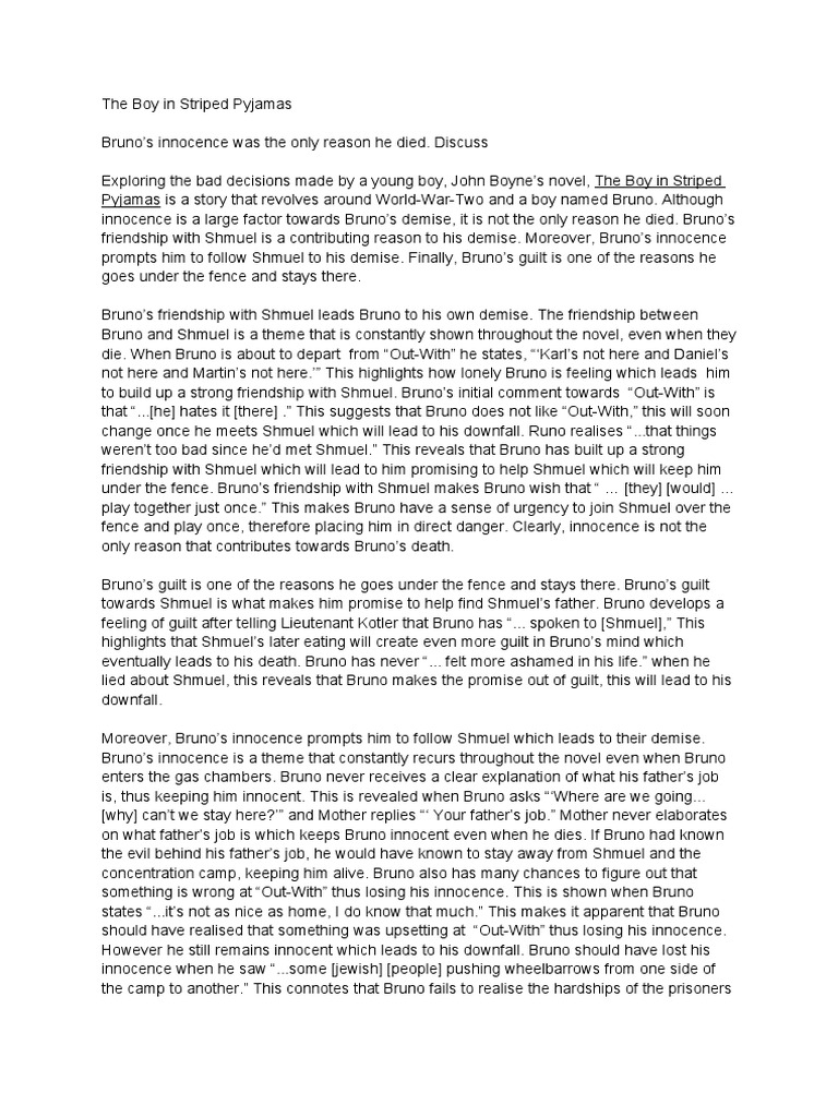 Boy in The Striped Pyjamas TEXT RESPONSE | PDF