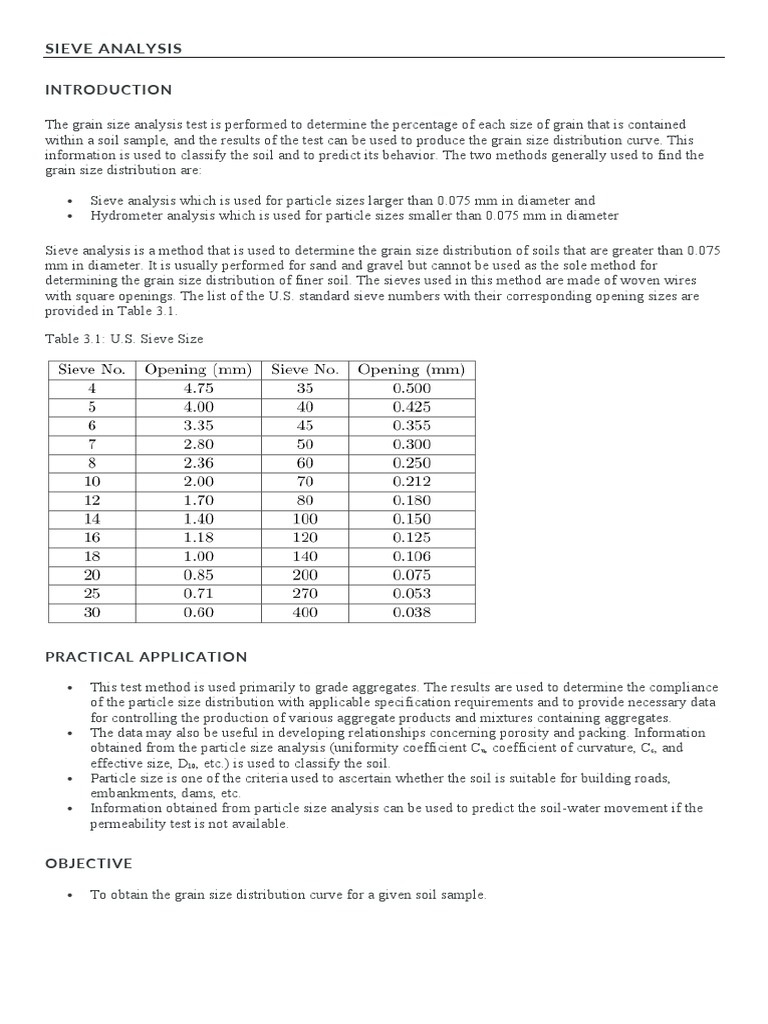 Sieve Analysis | PDF | Particle Size Distribution | Physical Sciences