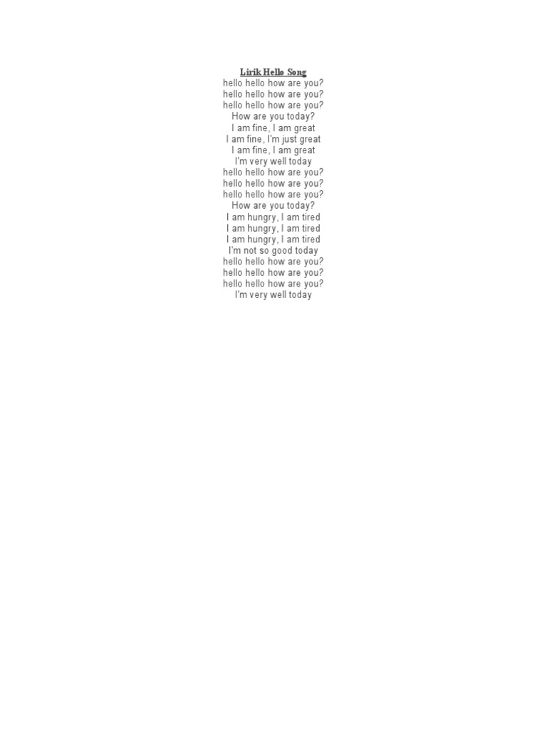Lyric Hello Song | PDF | Foreign Language Studies | Poetry