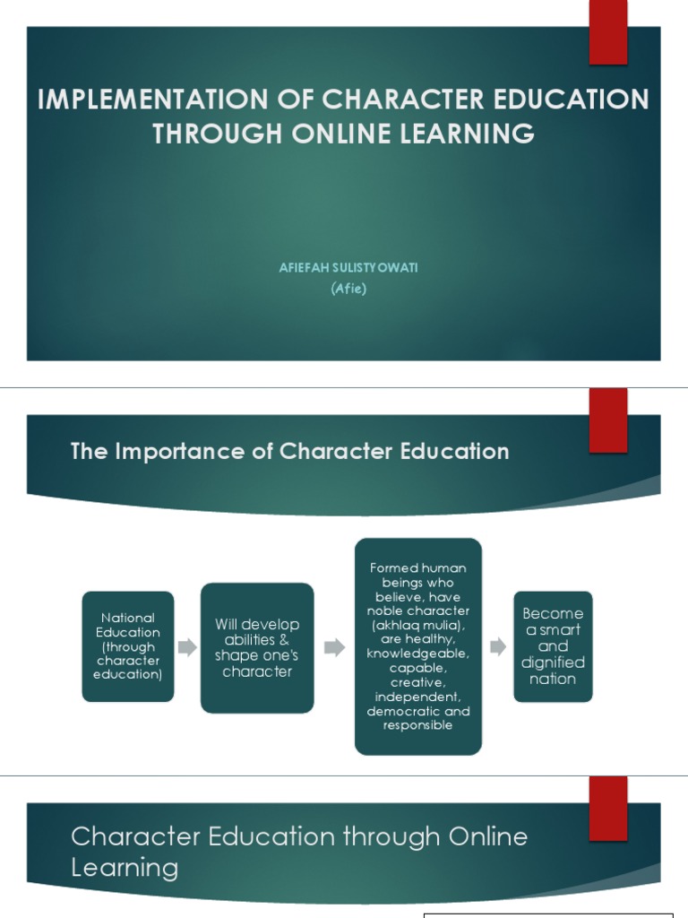 Afiefah - Implementation of Character Education Through Online Learning ...