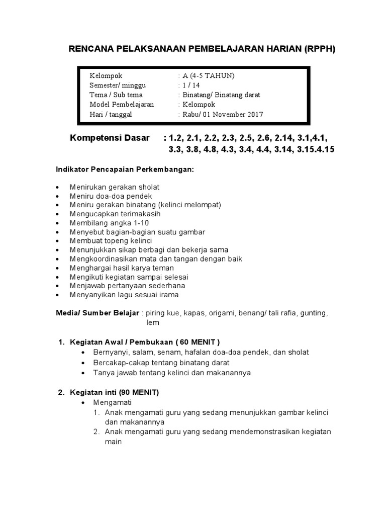 Contoh RPPH | PDF