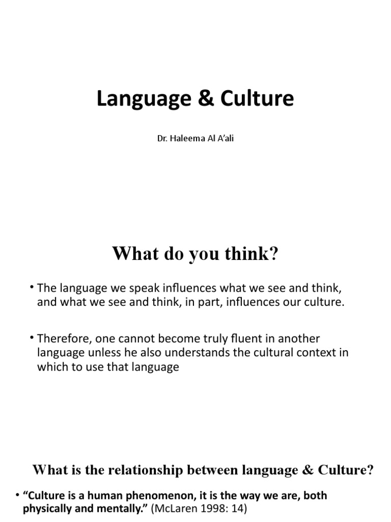 Language & Culture | PDF | Communication | Cognitive Psychology
