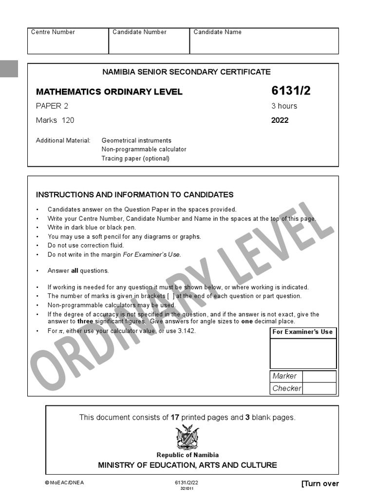 NSSCO - Mathematics Paper 2 6131-2 - First Proof 08.04.2022 | PDF ...