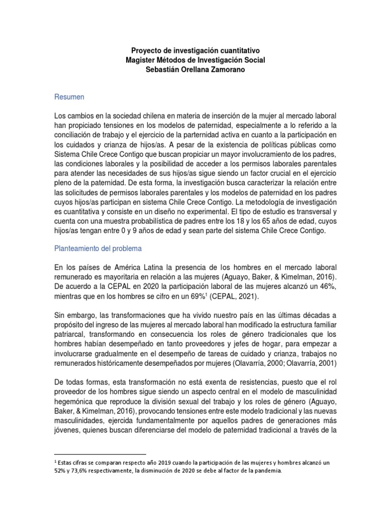 Proyecto Paternidad Activa Cuantitativa | PDF | Género | Estudios de género Proyecto Paternidad Activa Cuantitativa | PDF | Género | Estudios de género