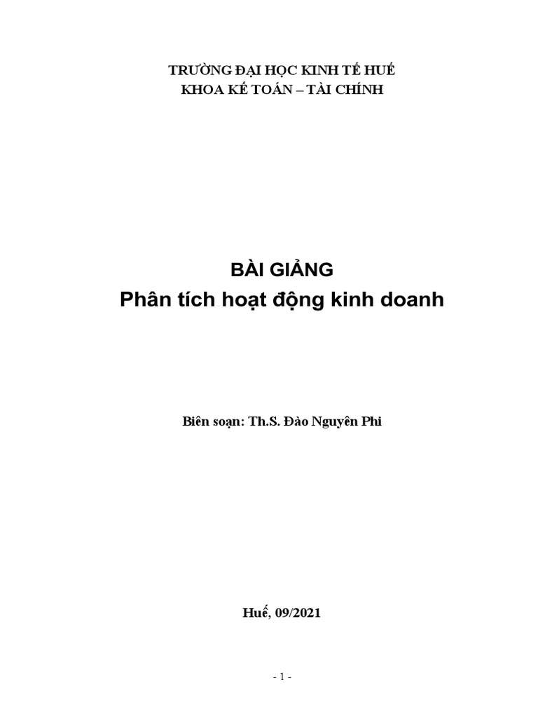 Bai Giang Phân Tích Ho T Đ NG Kinh Doanh | PDF