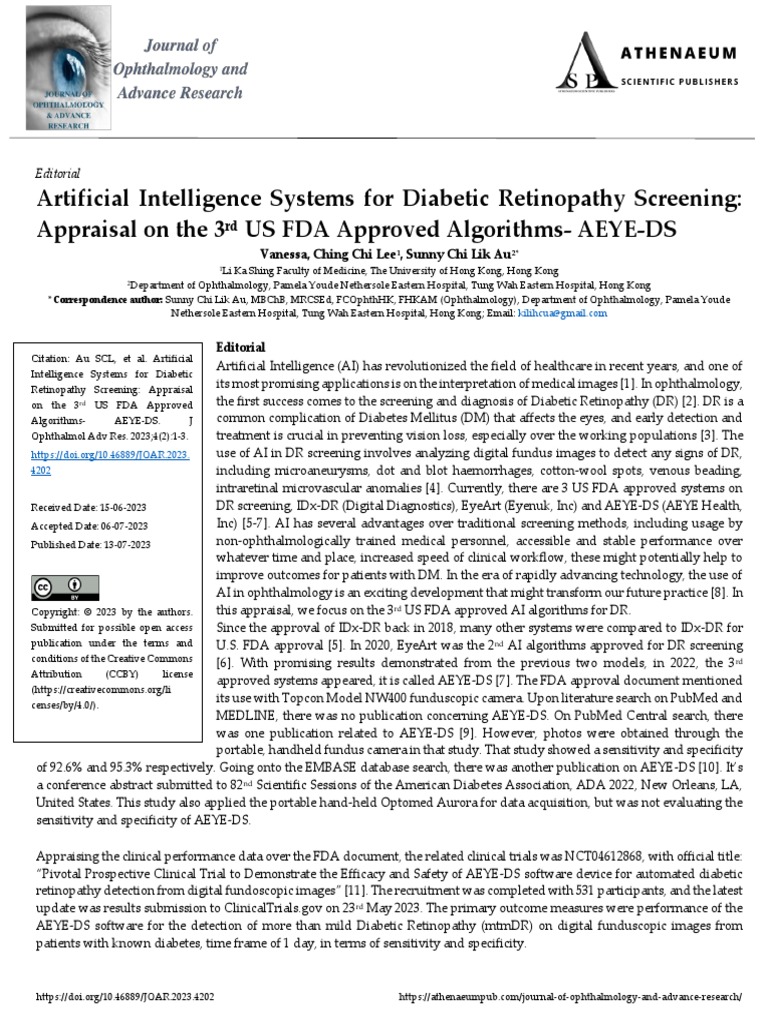 Artificial Intelligence Systems For Diabetic Retinopathy Screening ...