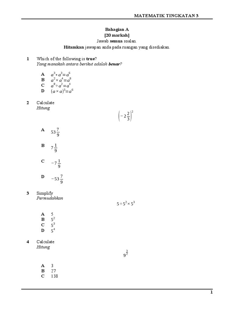 Ujian Mac 2021 - MT Ting 3 | PDF