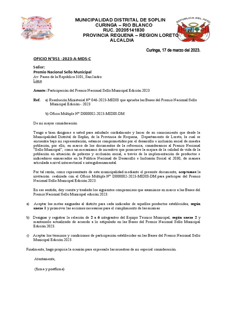 Sello Municipal Documento-De-Inscripcion | PDF