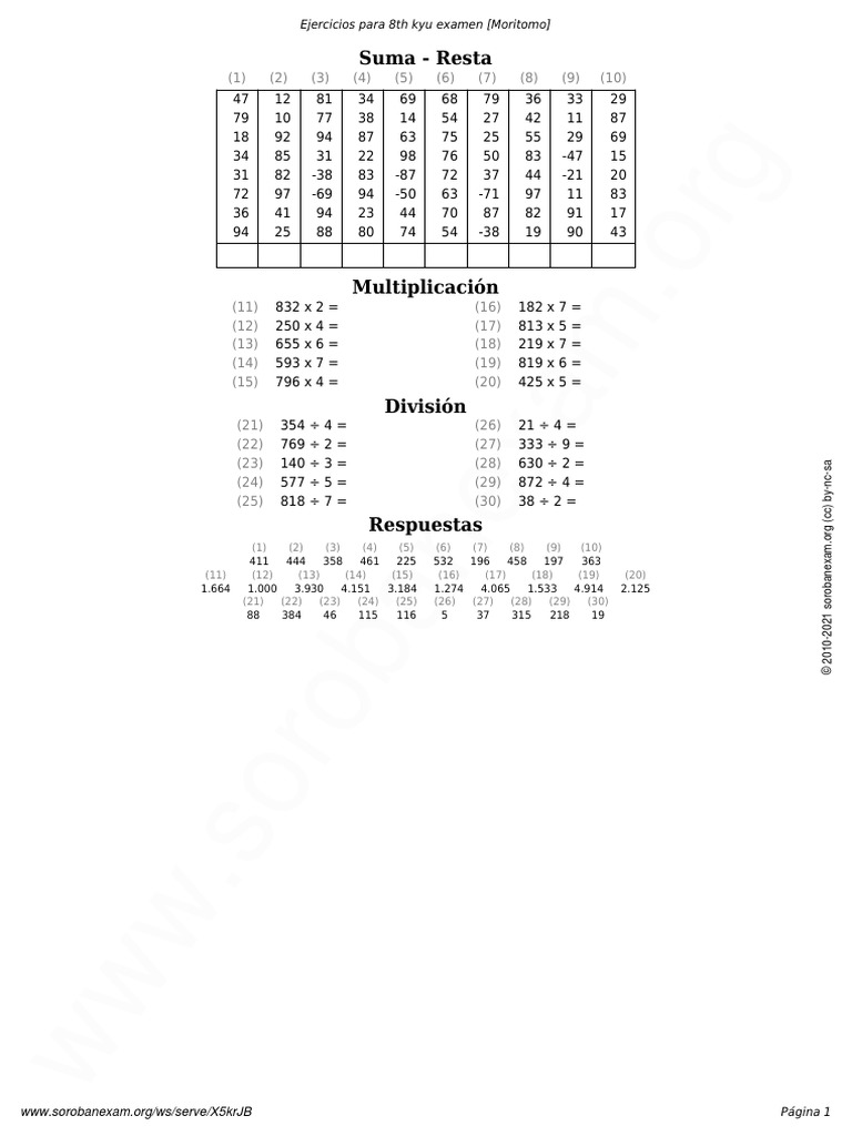 Soroban Exercises X5krJBs | PDF
