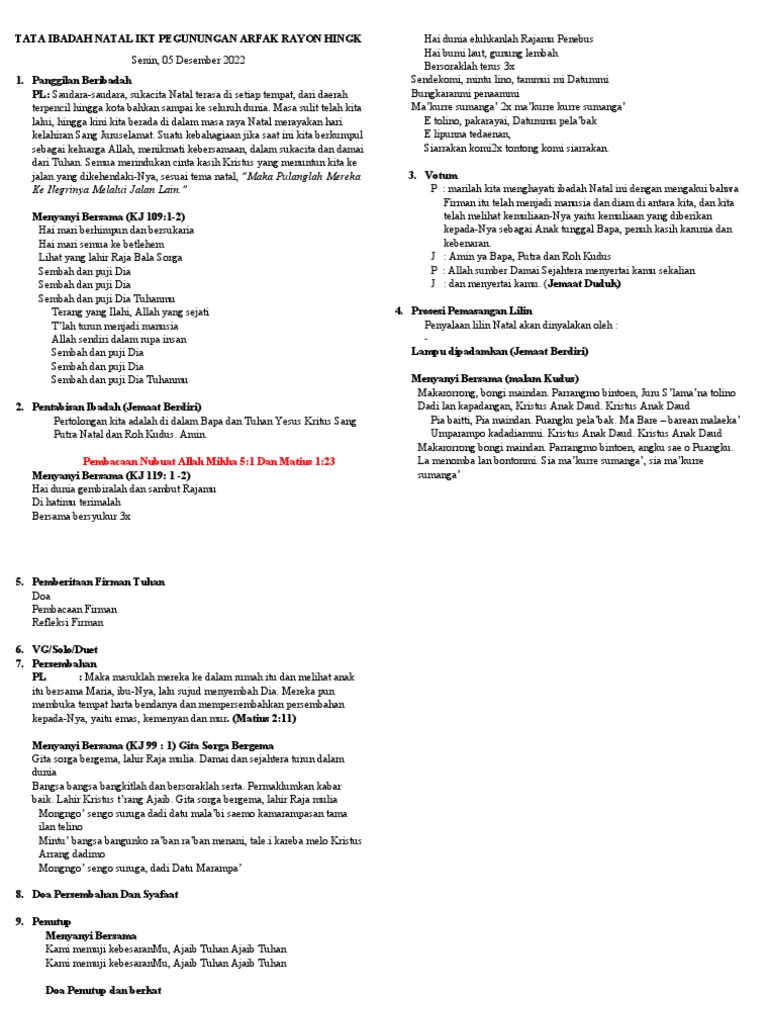 Liturgi Natal 22 | PDF | Agama & Spiritualitas