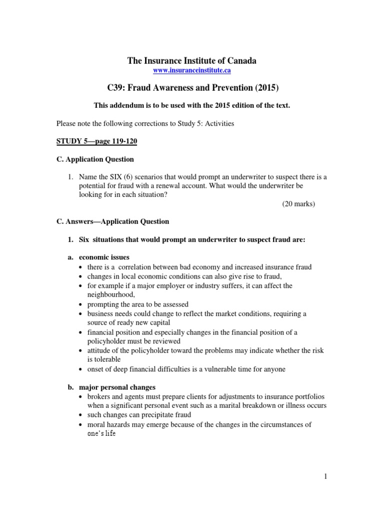 C39 - Fraud Awareness and Prevention - 2015 - Addendum | PDF ...