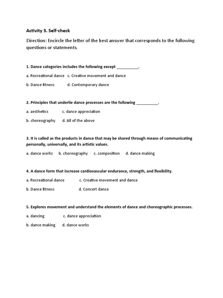 Activity 3 Self Check | PDF | Language Arts & Discipline