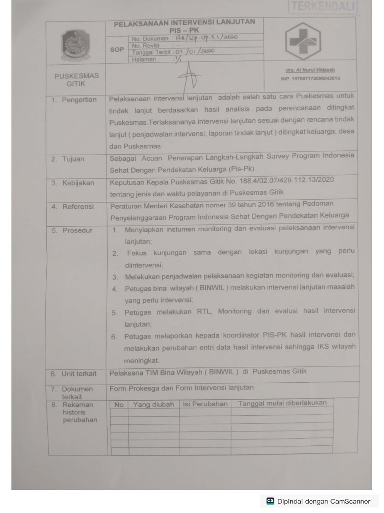 SOP Pelaksanaan Intervensi Lanjutan PISPK | PDF