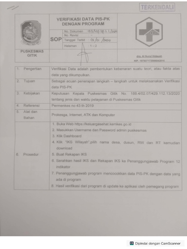 SOP Verifikasi Data PISPK | PDF