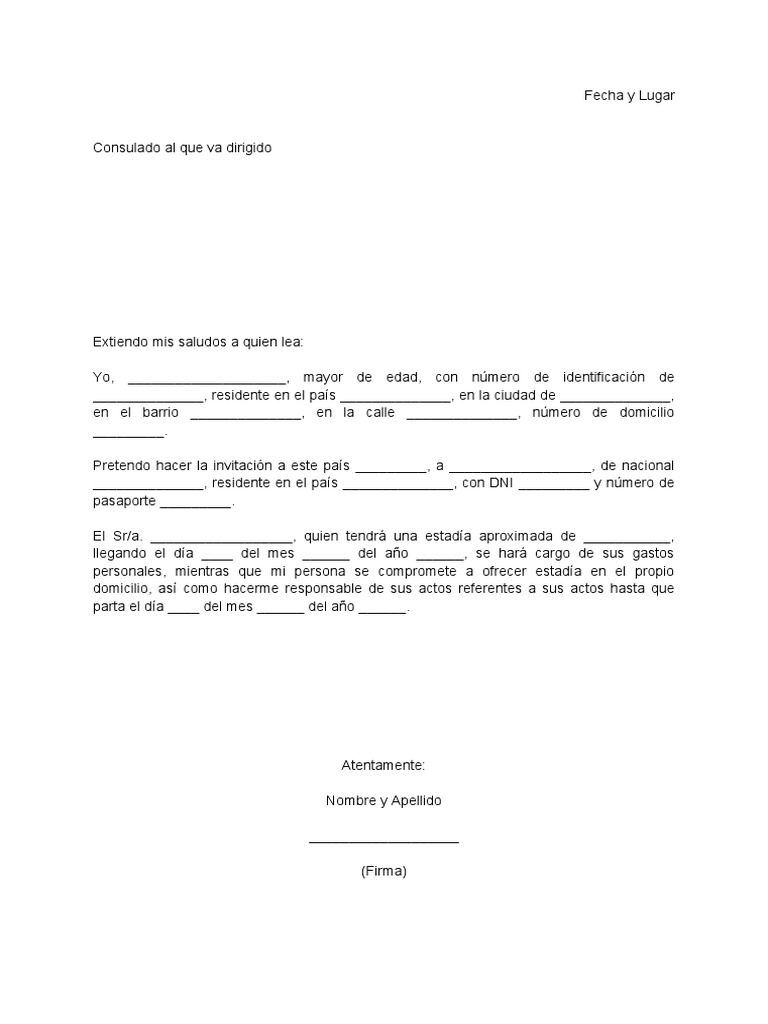 Modelo de Carta Formal de Invitación A Un Extranjero | PDF