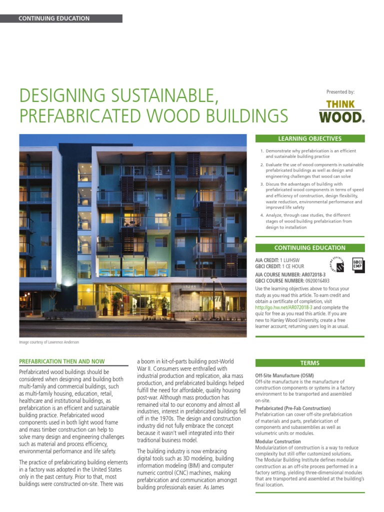 Designing Sustainable Prefabricated Wood Buildings - Think Wood CEU ...