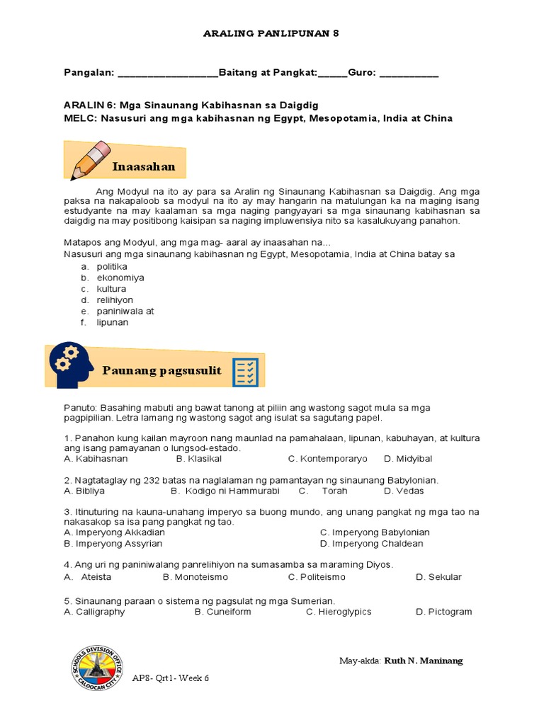8 AP QTR 1 Week 6 Validated LONG Printing | PDF