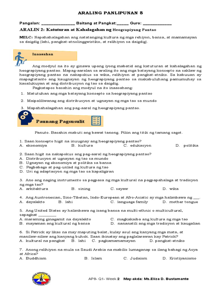 8 AP QTR 1 Week 2 Validated LONG Printing | PDF