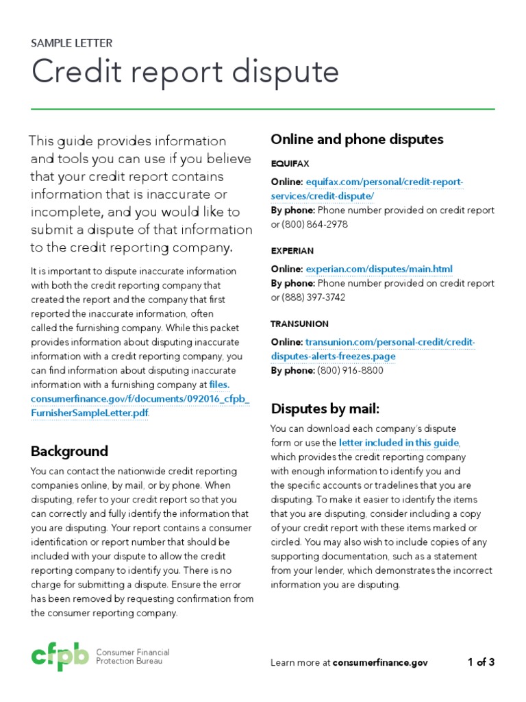 CFPB CreditReportingSampleLetter 230127 070715 | PDF | Credit History ...