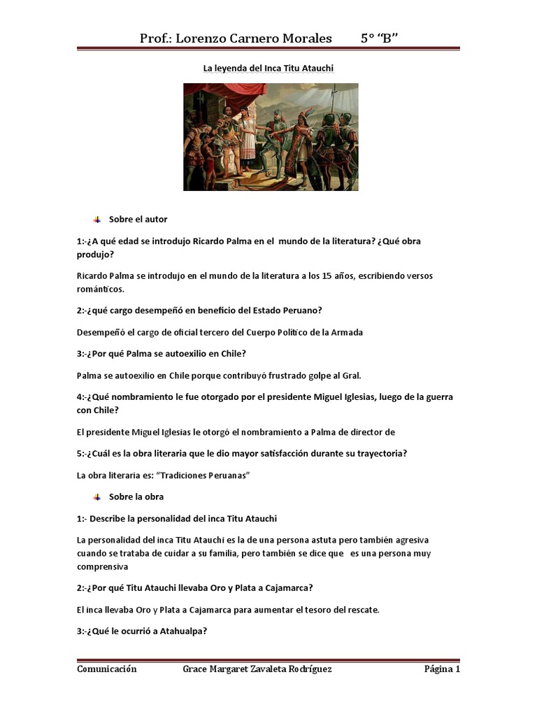 La Leyenda Del Inca Titu Atauchi | PDF | Imperio Inca | Perú