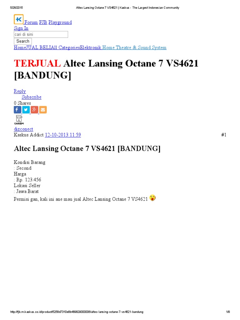 Altec Lansing Octane 7 VS4621 - Kaskus - The Largest Indonesian Community | PDF | Loudspeaker ...