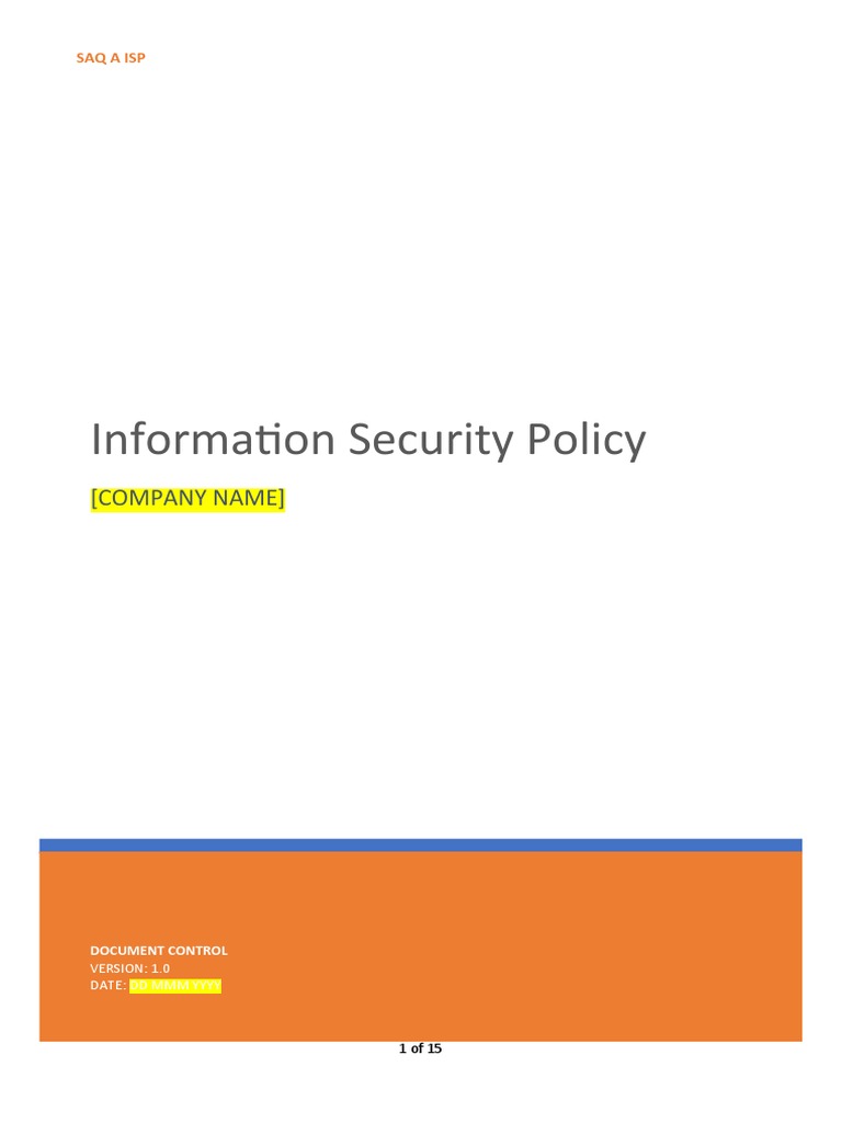 SAQ A Information Security Policy Template | PDF | Payment Card Industry Data Security Standard ...