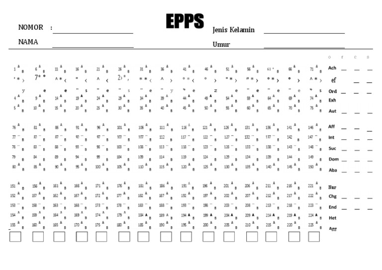 Lembar Jawaban Epps | PDF