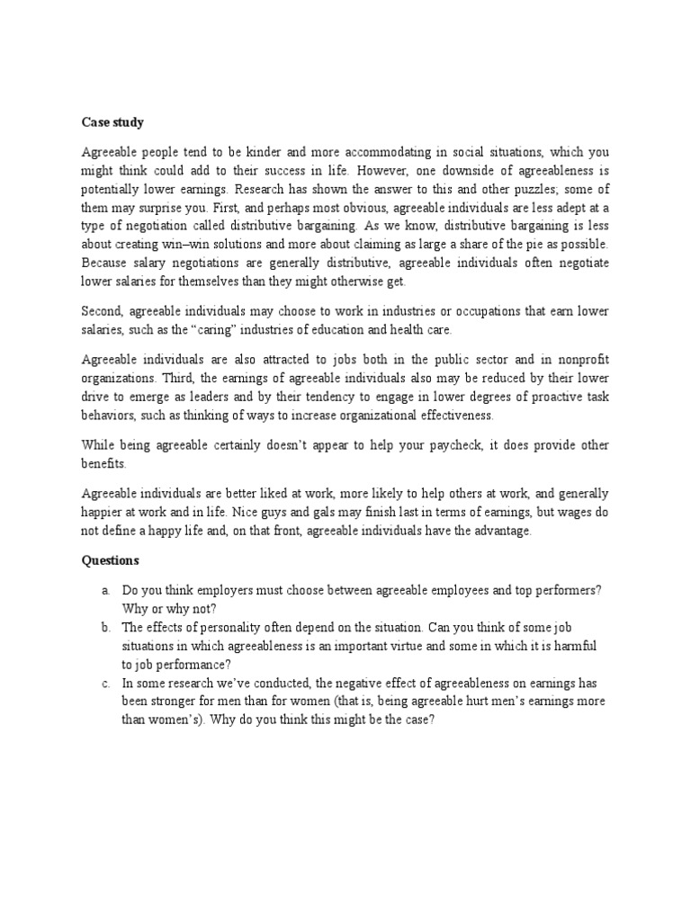 Case Study Personality | PDF