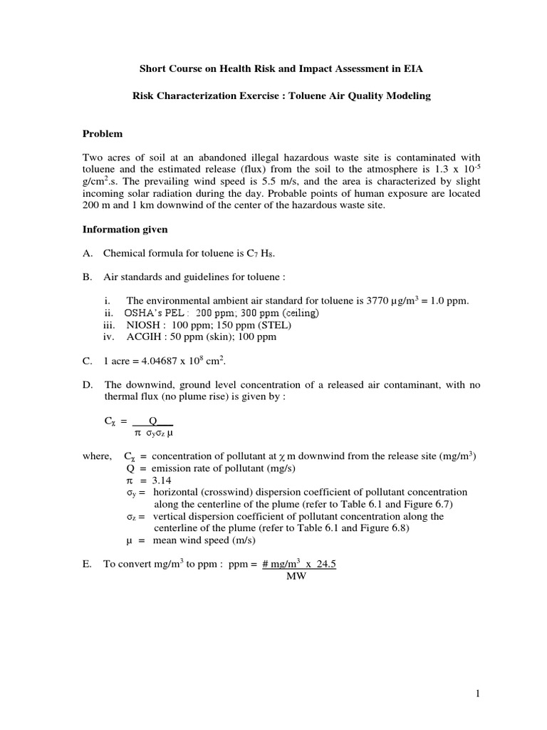 Risk Characterization-Toluene Air Quality Modeling (270918) - With ...