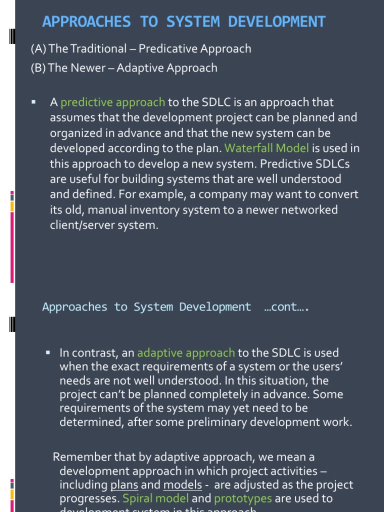 Approaches To System Development Pdf Software Development Process