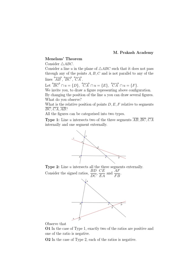 Menelaus Theorem | PDF | Elementary Geometry | Geometry