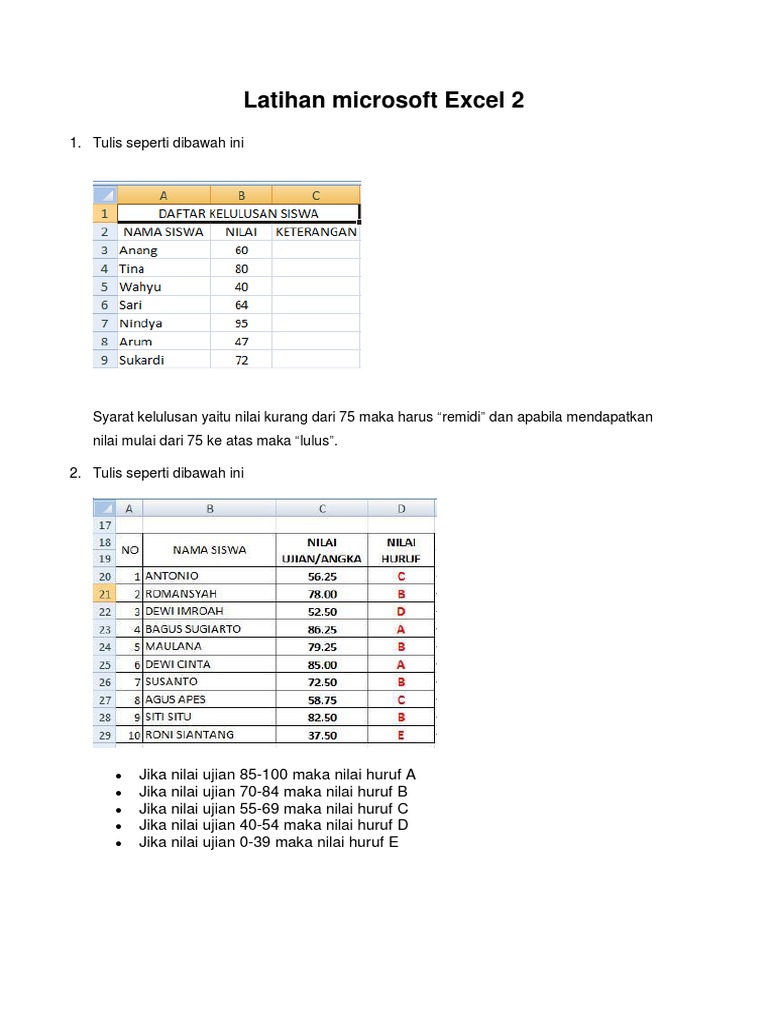 Latihan Microsoft Excel 2 | PDF