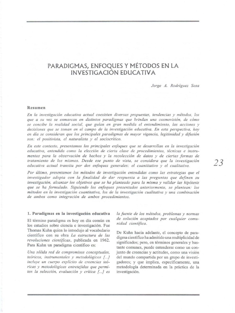 Paradigmas, Enfoques y Métodos en La Investigación Educativa | PDF