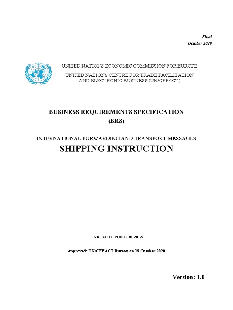 BRS ShippingInstruction v1 | PDF | Bill Of Lading | Letter Of Credit
