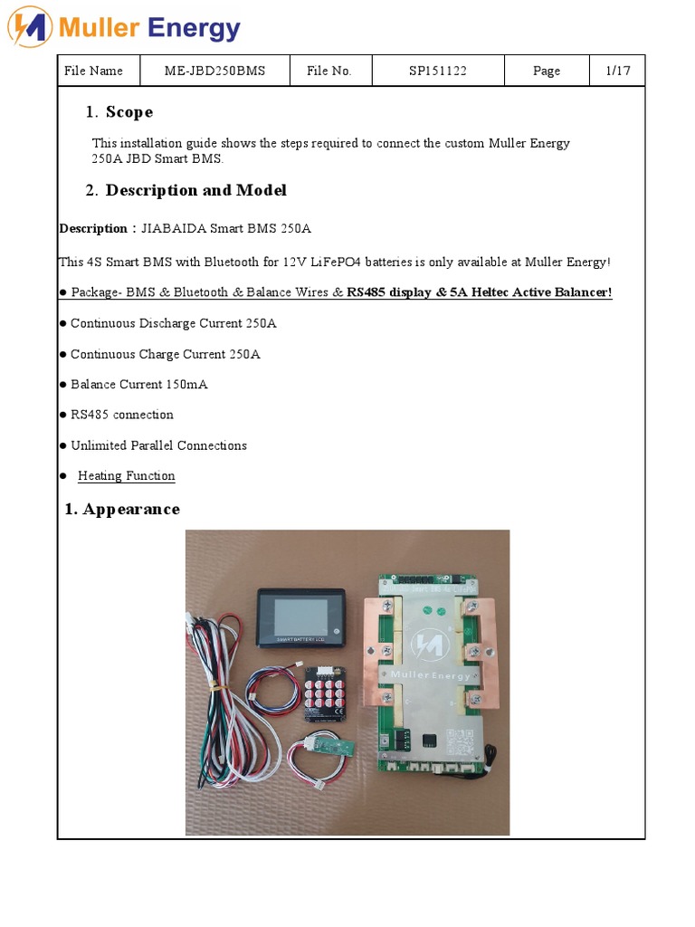MullerEnergy JBD BMS Instructions | Download Free PDF | Switch | Fuse (Electrical)
