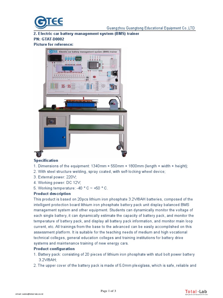 Electric Car Battery Management System (BMS) Trainer | PDF | Power ...