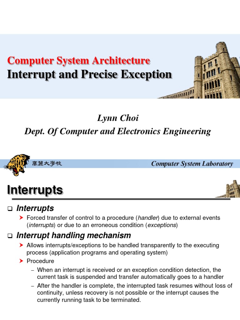 Interrupt And Precise Exception Computer System Architecture